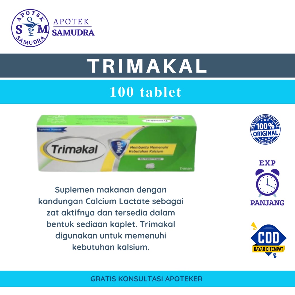 Jual TRIMAKAL BOX isi 100 kaplet - vitamin kalsium vitamin tulang dan ...