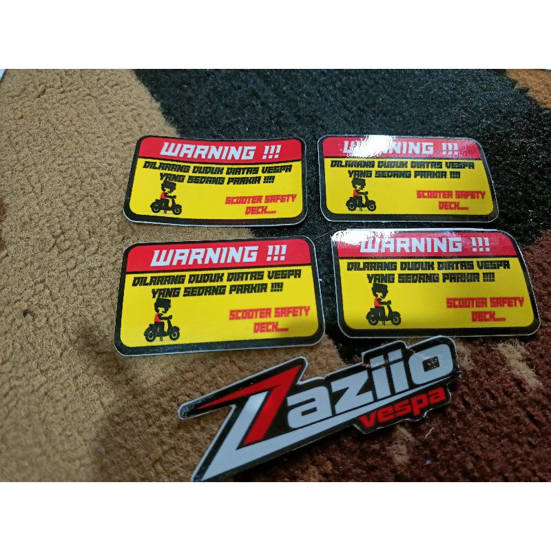 Jual stiker Vespa safety deck warning bahan anti luntur model cuting ...