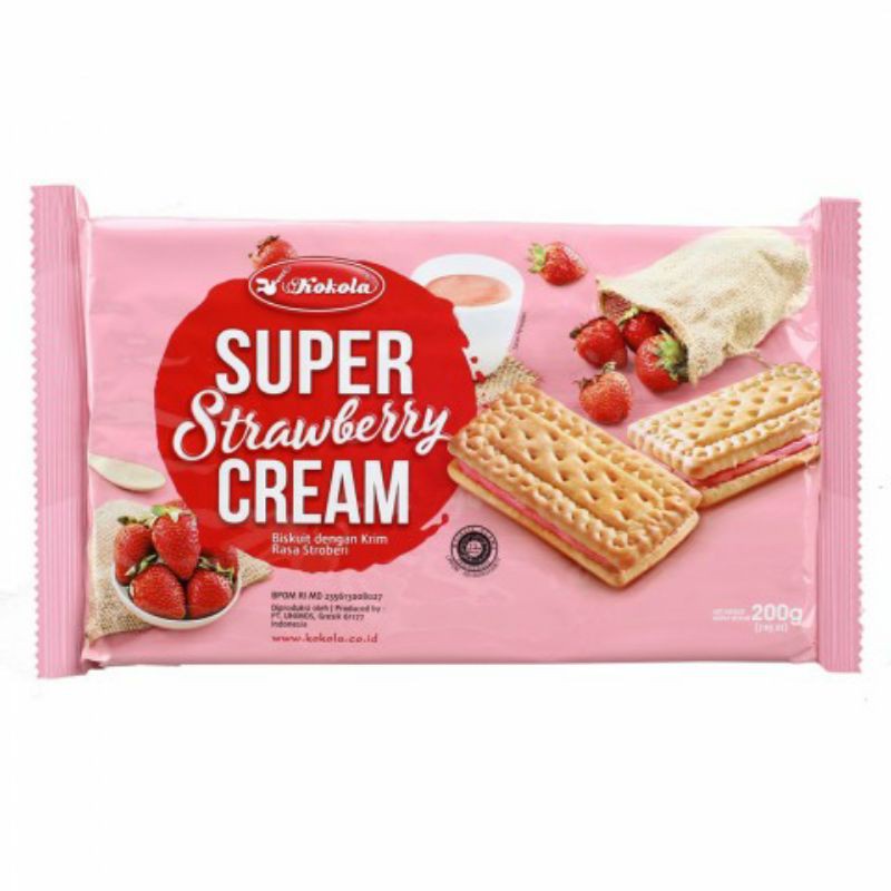 Jual Kokola Super Cream Sandwich Biskuit Strawberry 180gr. cocok u ...