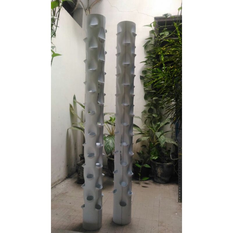 Jual PAKET POT VERTIKAL TOWER HIDROPONIK 5 INCH 36 LUBANG JARAK 20CM TANPA EMBER | Shopee Indonesia