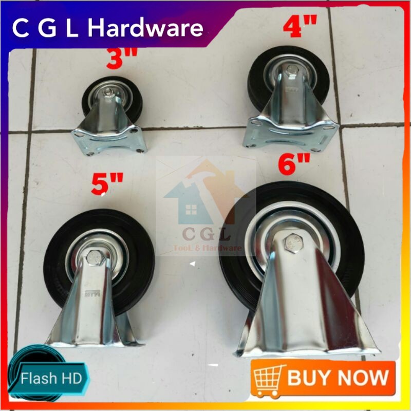 Jual Roda karet/roda trolley/roda etalase lori plat MATI Varian uk 3 ...