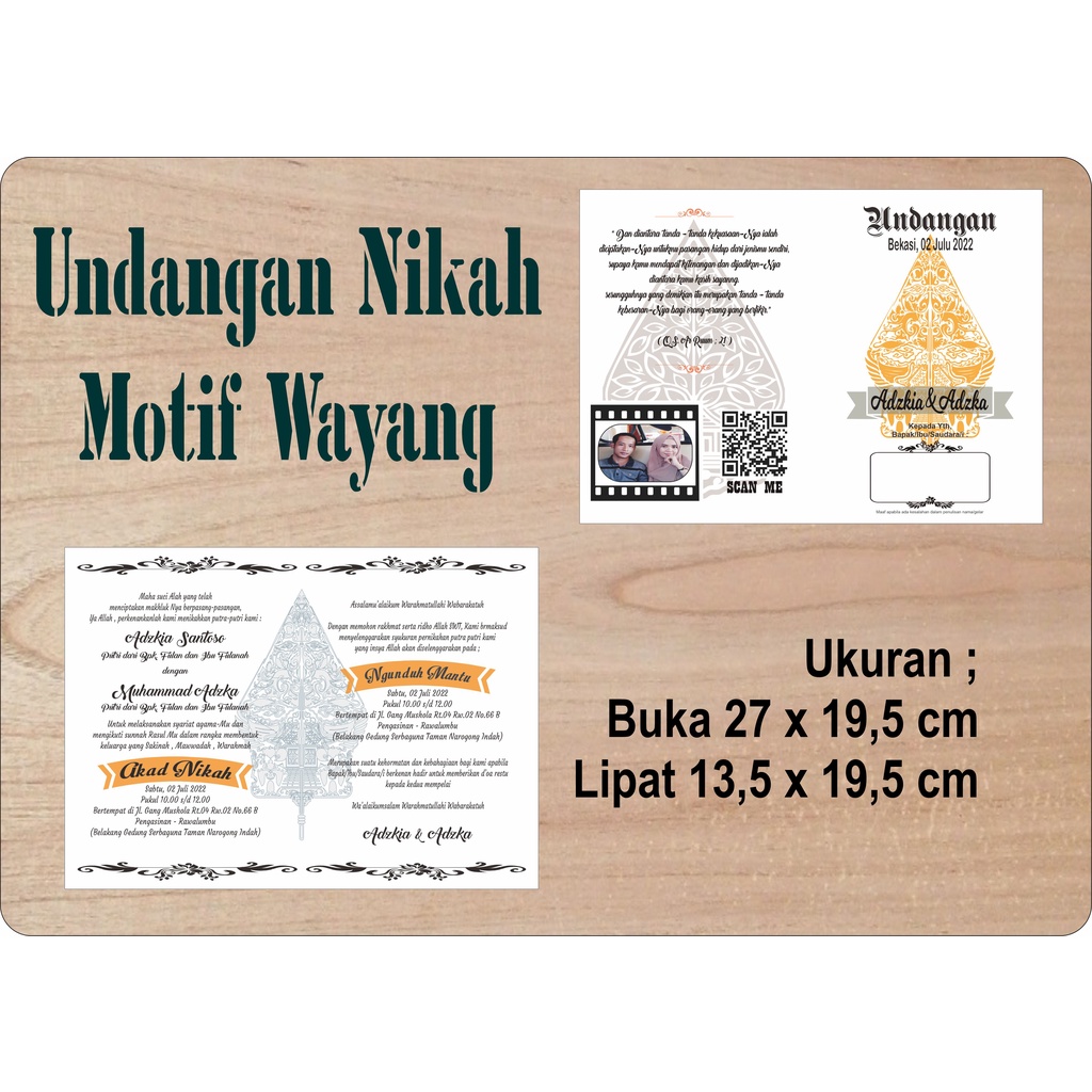 Jual cetak print undangan nikah pernikahan motif wayang FREE PLASTIK ...