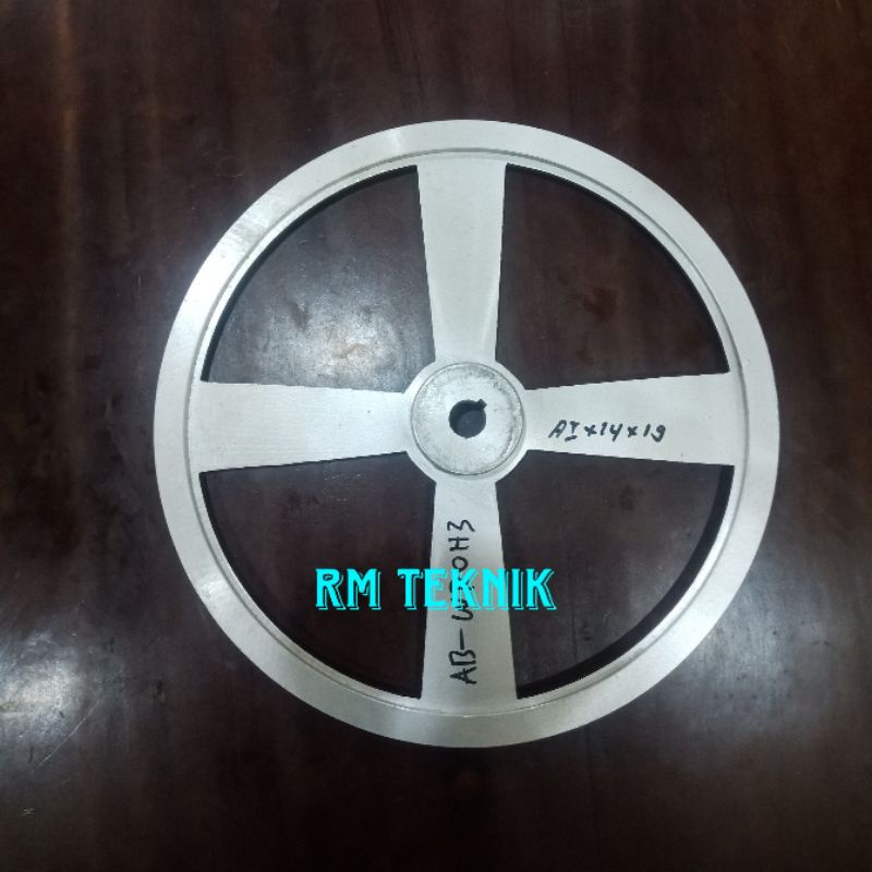 Jual Pulley puli alumunium 14 inch as 19 mm puly A1 satu jalur vanbelt ...