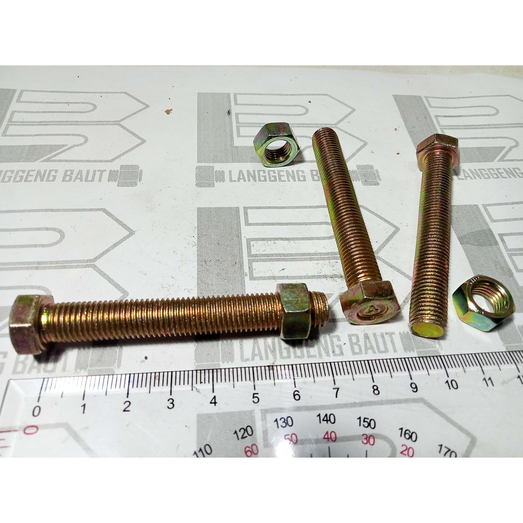 Jual Baut Mur M10 x 70 Kuning / Baut Kunci 14 Panjang 7cm M10x70 | Shopee Indonesia