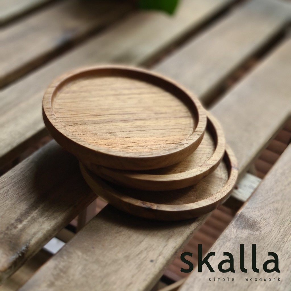 Jual månsken coaster kayu jati tatakan bentuk bulat | Shopee Indonesia