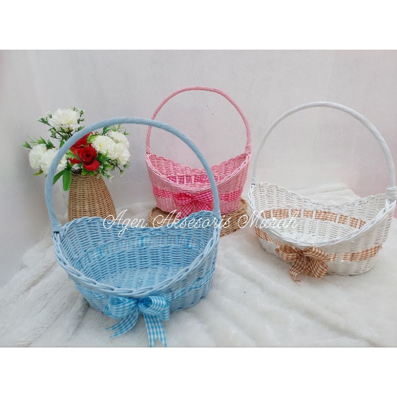 Jual Keranjang Rotan Perahu Tangkai/Keranjang Parcel Buah/Keranjang ...