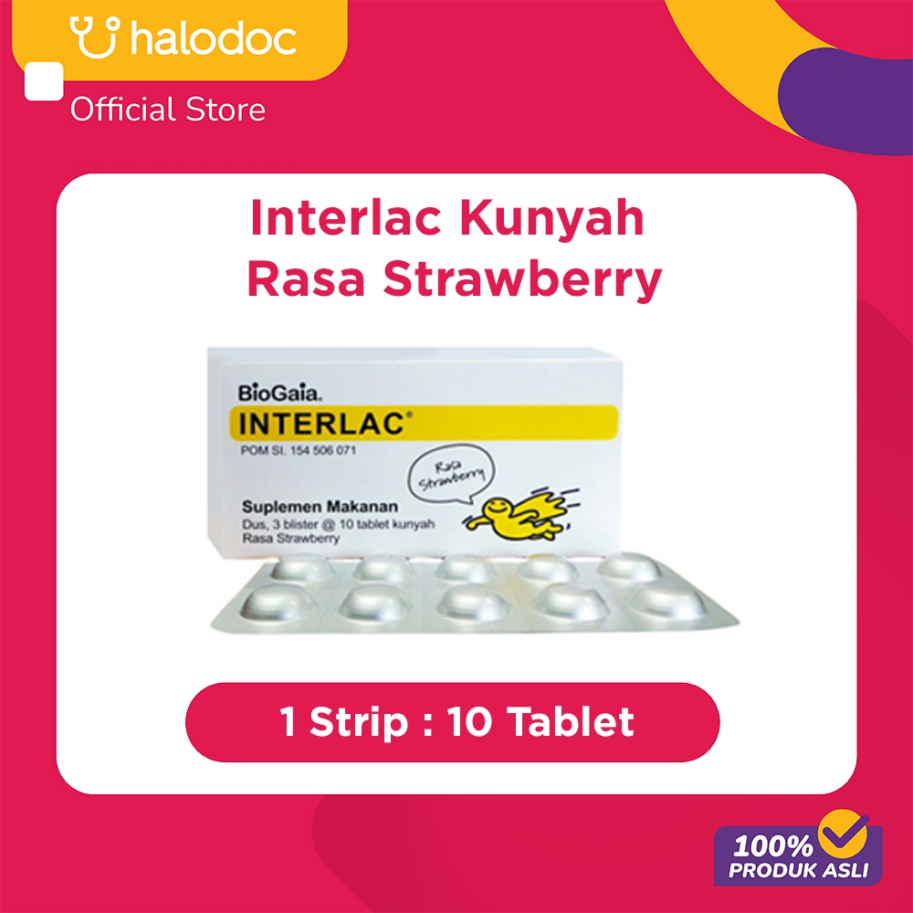 Jual Interlac Kunyah Rasa Strawberry 10 Tablet | Shopee Indonesia