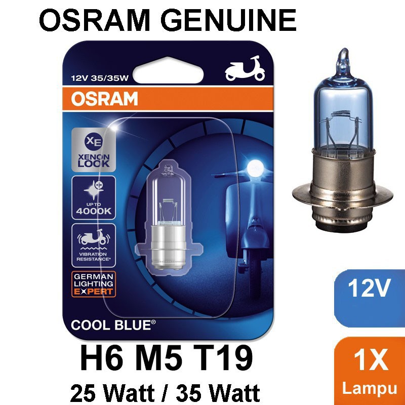 Jual LAMPU DEPAN OSRAM HALOGEN KAKI 1 H6 M5 COOL BLUE 12V 25 & 35W BEAT VARIO SPACY SUPRA SEMUA ...