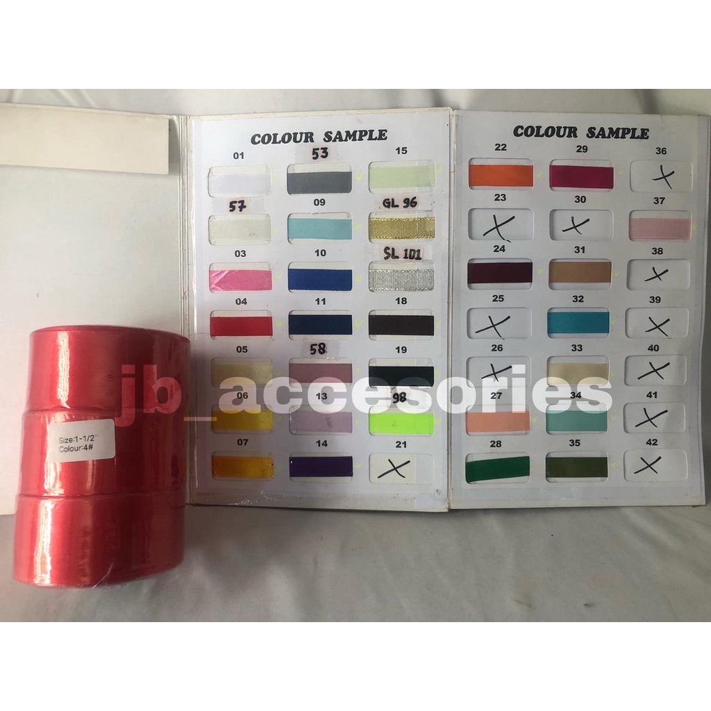 Jual Pita Satin 1 1/2 inch berbagai warna roll | pita bucket pita ...