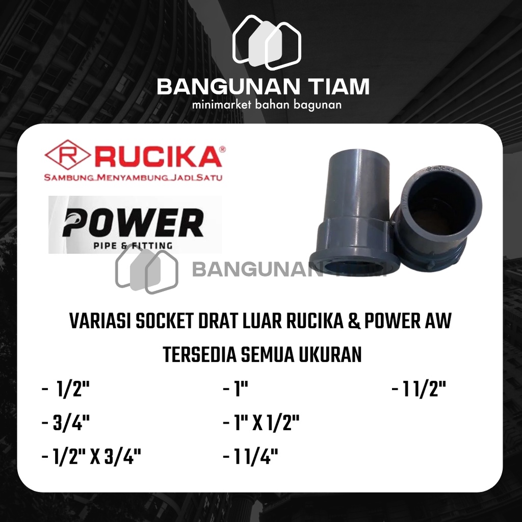 Jual SDD PVC RUCIKA & POWER AW VARIASI SEMUA UKURAN (1/2"), (3/4"), (1/ ...