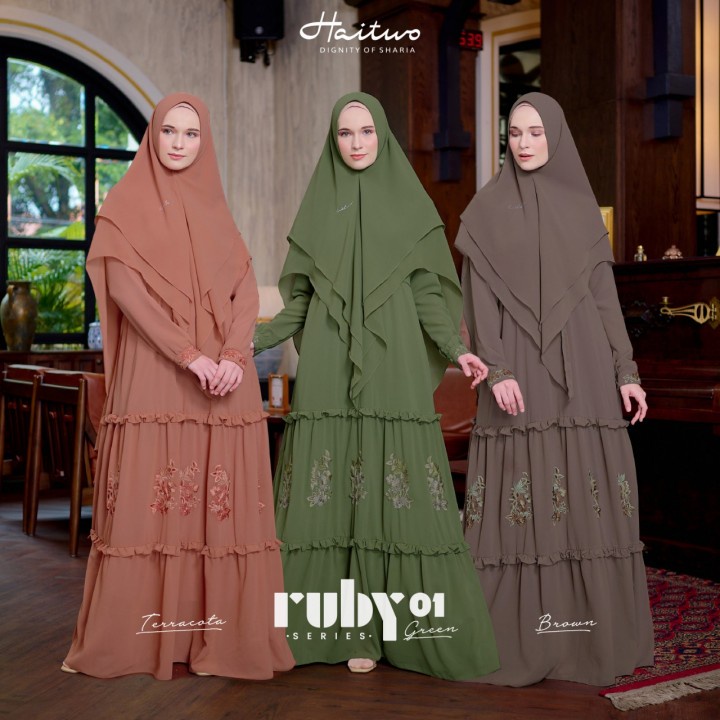 Jual Haitwo Gamis Ruby 001 Set Hijab Bahan Cerruty Baby Doll Nibras ...
