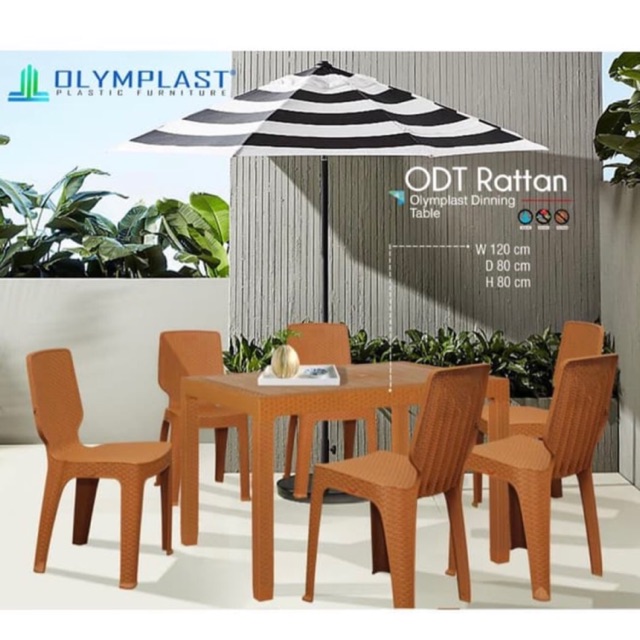 Jual Meja makan plastik ODT rattan 120 plus 4 kursi OL 208 | Shopee ...