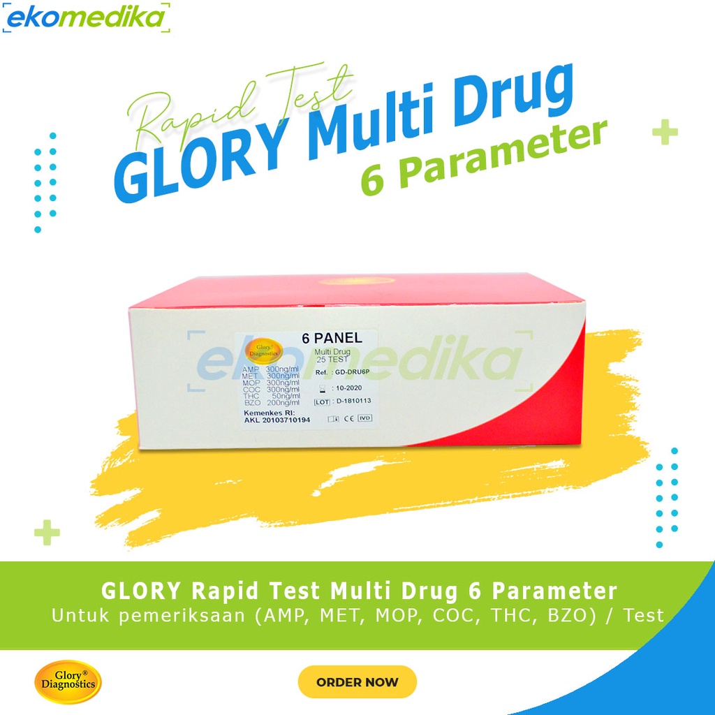 Jual Alat Tes Narkoba 6P - 6 Parameter GLORY Multi drug of abuse 6 ...