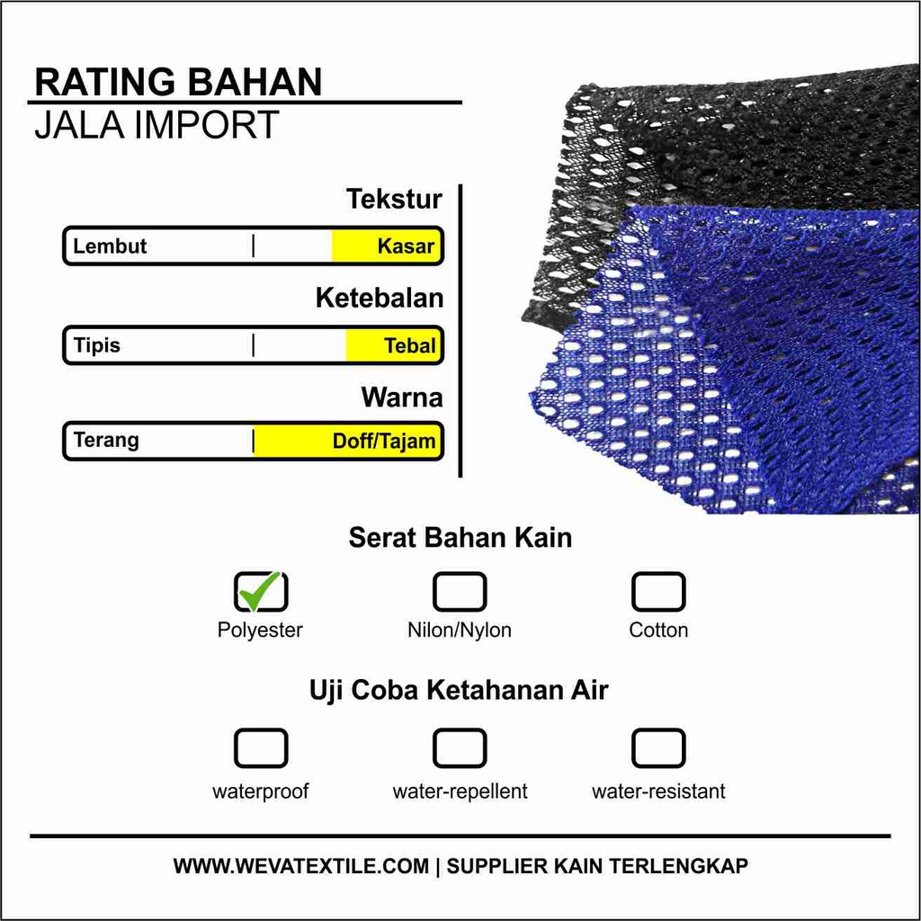Jual (PERMETER) JALA BESAR Bahan Kain Jala Kain Mesh Jaring Dalaman ...