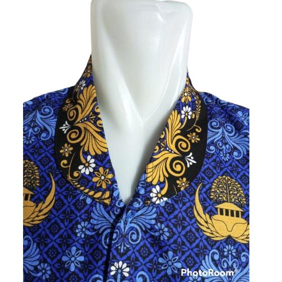 Jual [KODE PRODUK IE07W9966] baju korpri wanita kerah hitam lapis furing sesuai aturan ...