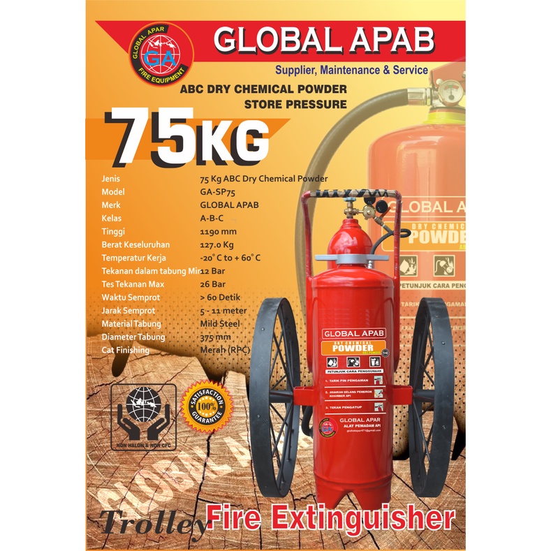 Jual APAB Trolley 75KG ABC Dry Chemical Powder "GLOBAL APAB"/ Set ...