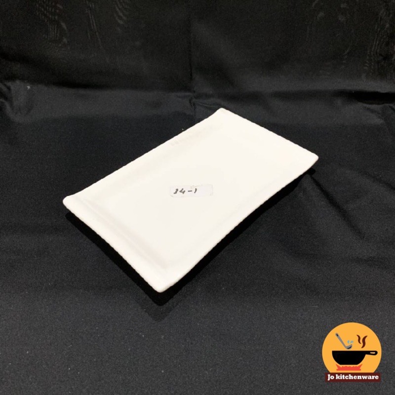 Jual Piring keramik persegi panjang putih polos tebal unik / 25,5 cm ...