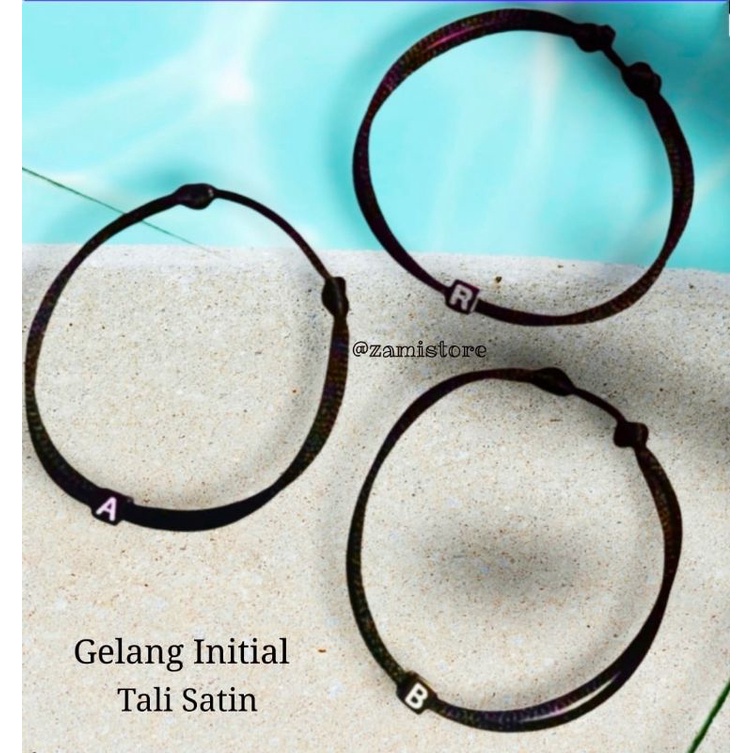 Jual GELANG COUPLE INISIAL HURUF KOTAK HITAM (TALI SATIN) | Shopee ...
