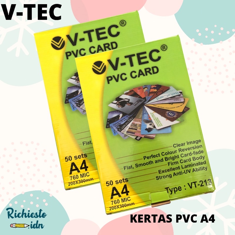 Jual KERTAS PVC ID CARD V-TEC UKURAN A4 50shets | Shopee Indonesia