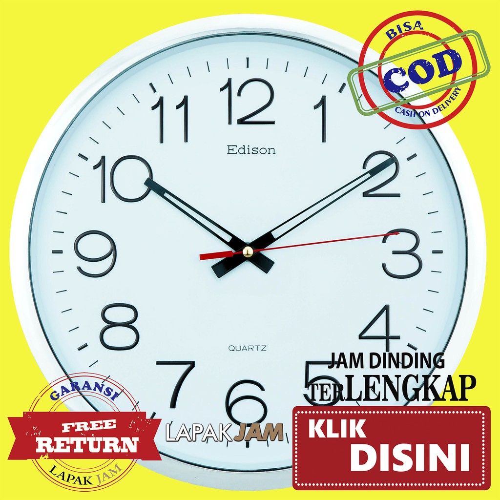 Jual Jam Dinding Edison EDW - 28 - TCH Bulat Minimalis Diameter 31 cm ...