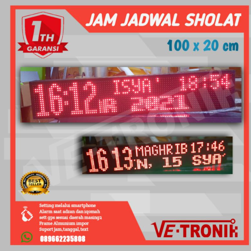 Jual Jam waktu sholat running text 100x20 wifi | Shopee Indonesia