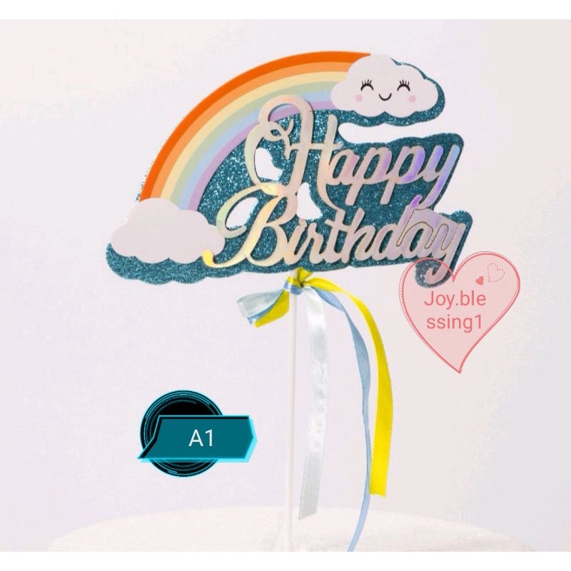 Jual TOPPER CAKE BESAR BULAT PELANGI rainbow HAPPY BIRTHDAY/topper ...