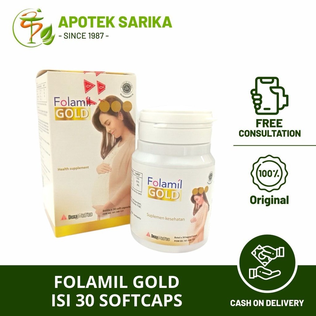 Jual Folamil gold botol isi 30 softgel (nutrisi lengkap ibu hamil ...