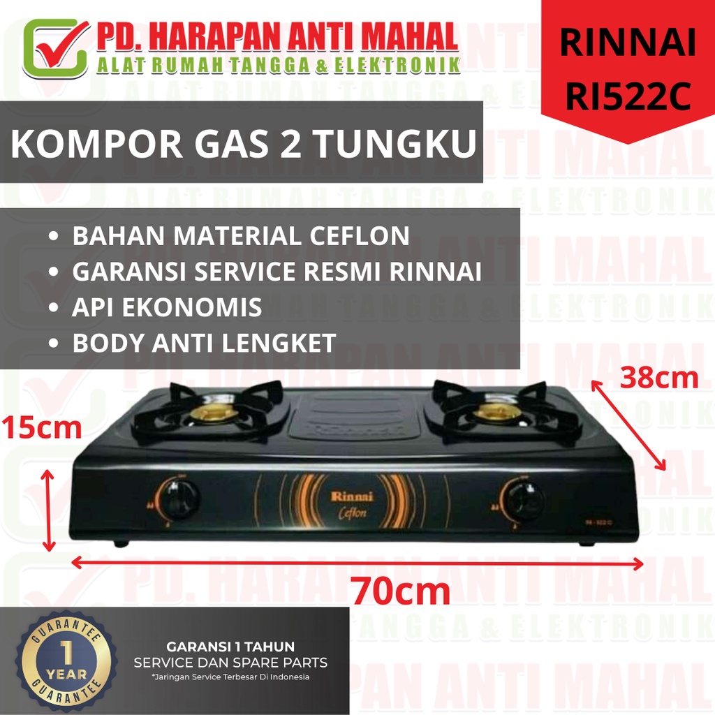 Jual KOMPOR GAS RINNAI 2 TUNGKU RI522C/ KOMPOR RINNAI 2 TUNGKU | Shopee Indonesia