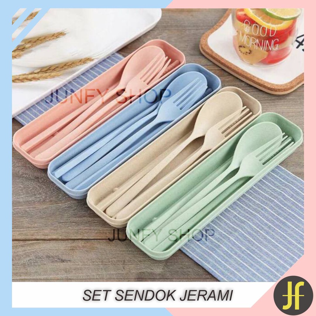 Jual J587 Set Sendok jerami gandum set sendok bahan jerami gandum ...