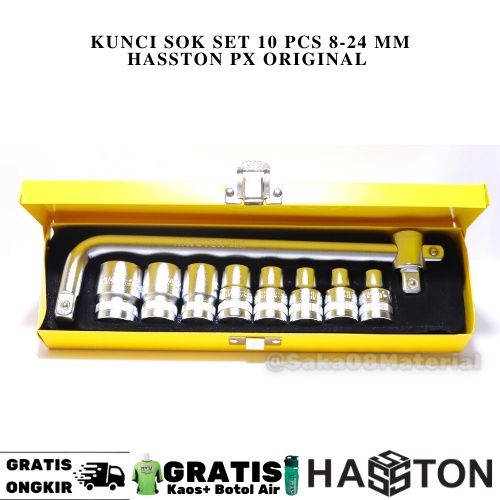 Jual PROMO KUNCI SOK SET 1/2" 10 PCS 8-24MM HASSTON PROHEX ORIGINAL TERBARU / KUNCI PAS SOK SET ...