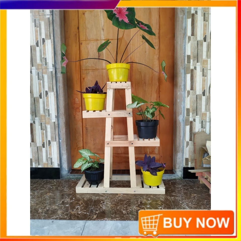 Jual Rak bunga wooden / standing pot / standing flower / tempat bunga ...