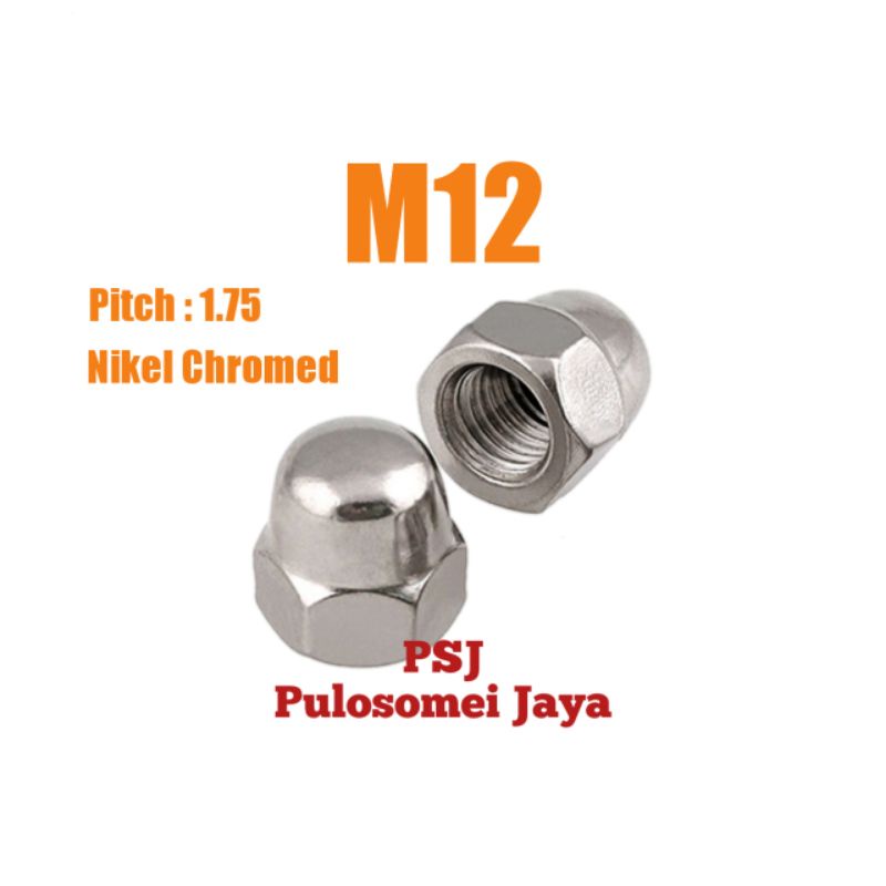 Jual Mur Topi M12 / Cap Nut Nikel M12 / Cap Nut Chrome M12 | Shopee ...
