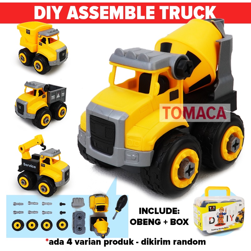 Jual Mainan Anak DIY Rakit Assemble Truck Truk Konstruksi Tool Molen ...
