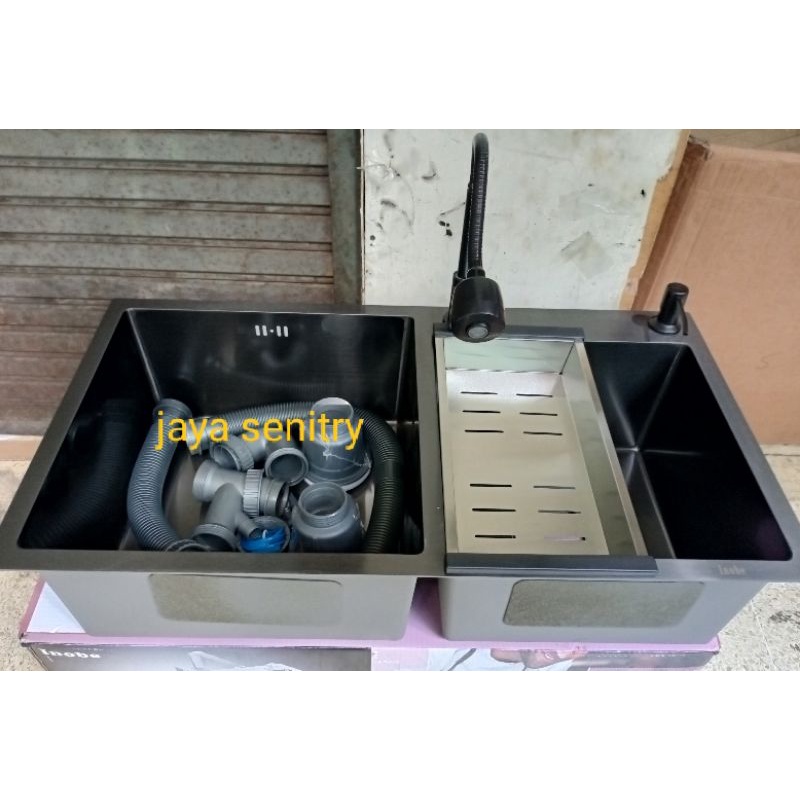 Jual Paket komplit Kitchen Sink inobe 8245 black / kitchen sink inobe ...
