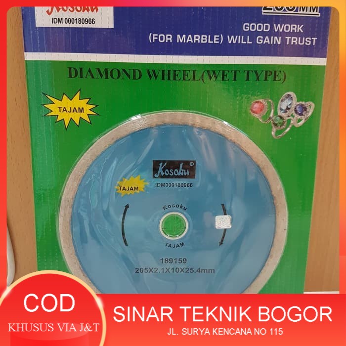 Jual Kosoku Diamond Wheel Mata Potong Beton / Aspal 8" (205mm) wet ...