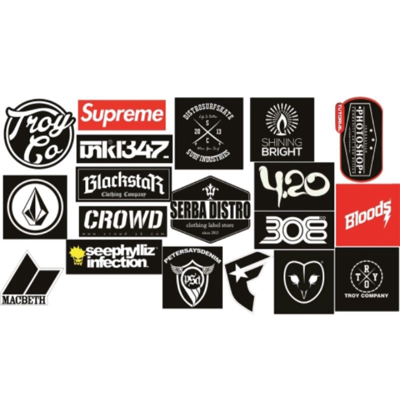 Jual STIKER DISTRO LOGO BRAND DAN ANIME ISI 20PCS | Shopee Indonesia