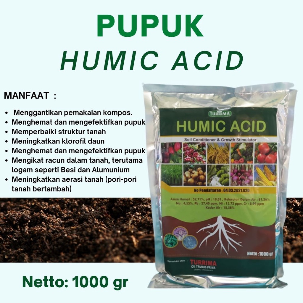Jual PUPUK ORGANIK ASAM HUMAT HUMIC ACIT PEMBENAH TANAH 1000 GR/ ASAM HUMAT PUPUK Dasar Terbaik ...