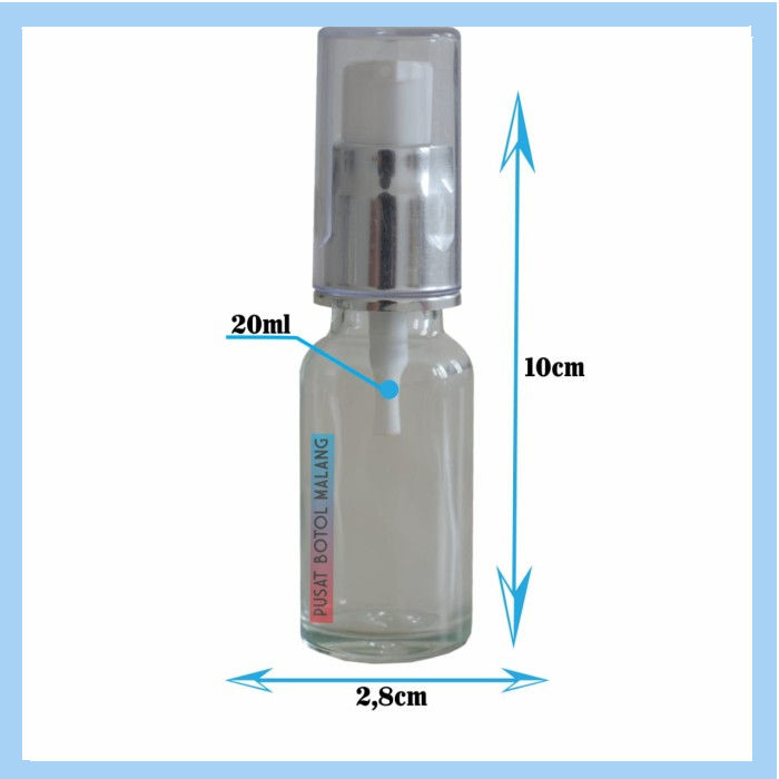 Jual Botol Kaca 20Ml Tutup Pumptreatmen Silver/Body Bening Tebal ...