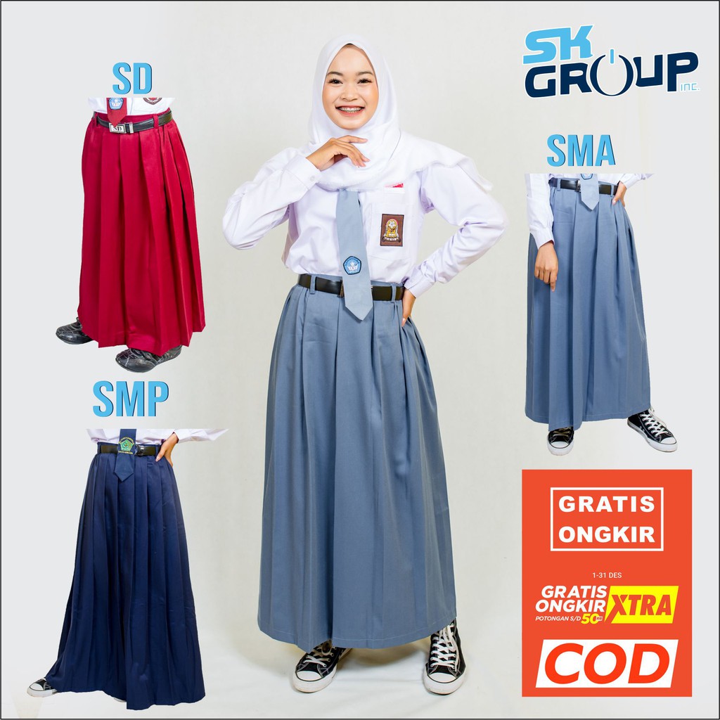 Jual Sragam Bawahan Osis dan pramuka Putri SD SMP SMA/ Rok Osis dan ...