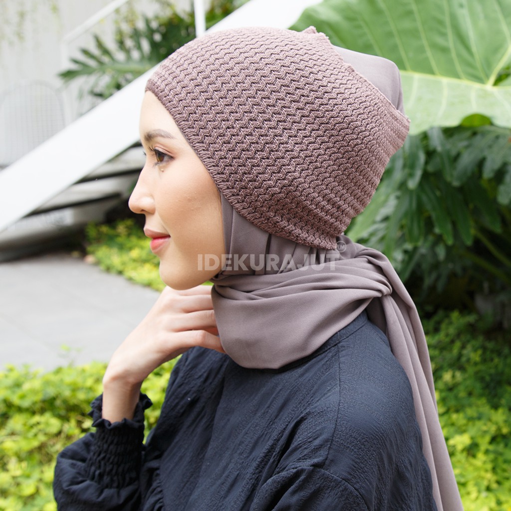 Jual Idekurajut - Ciput Rajut Bandana 3-Ply / Pattern Zigzag 1-Tone ...