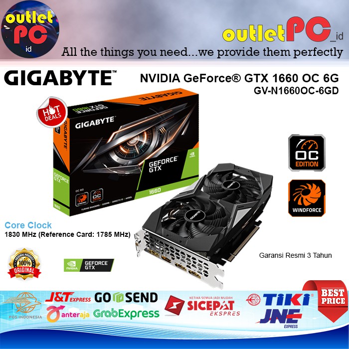 Jual GIGABYTE VGA NVIDIA GEFORCE GTX 1660 OC 6G GTX1660 (GV-N1660OC-6GD ...