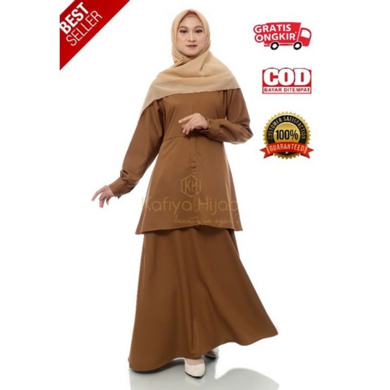 Jual GAMIS PNS PEMDA KHAKI TOYOBO MODEL STELAN BY KAFIYA HIJAB | Shopee Indonesia
