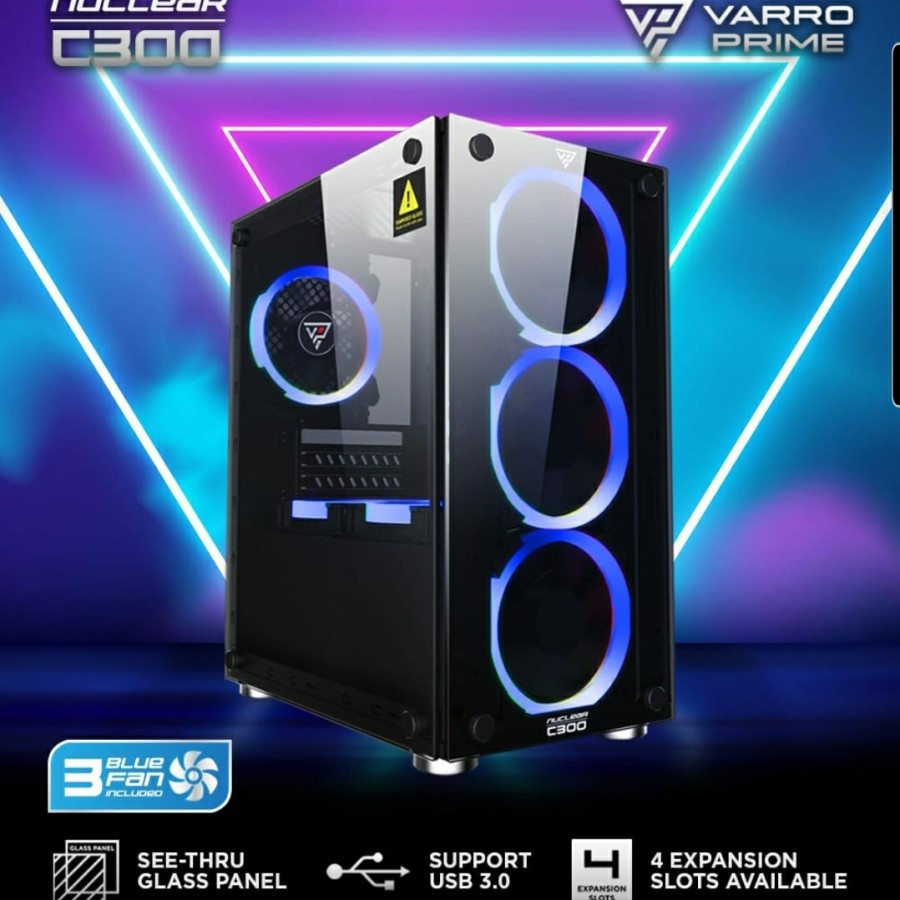 Jual CASING KOMPUTER GAMING PC CASE VARRO PRIME NUCLEAR C300 TEMPERED ...