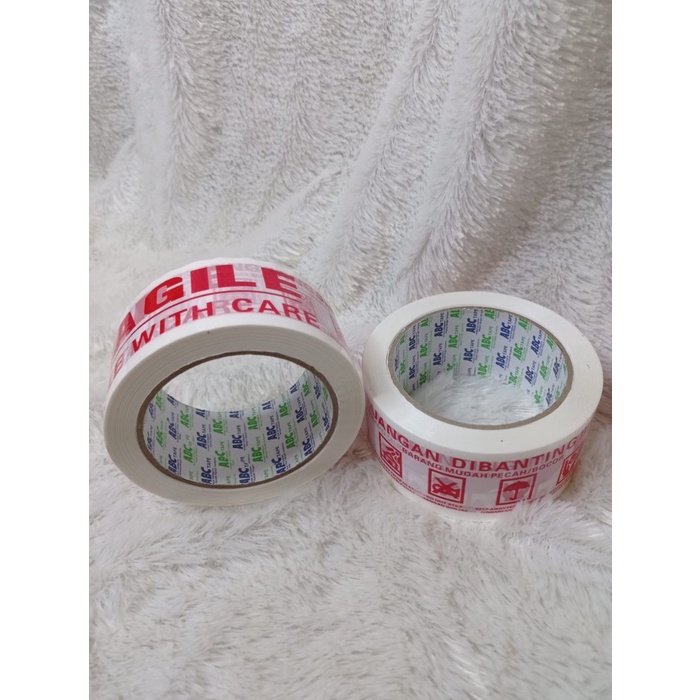 Jual Lakban Fragile Jangan Dibanting- Putih Merk ABC 48mm x 100 Y ...