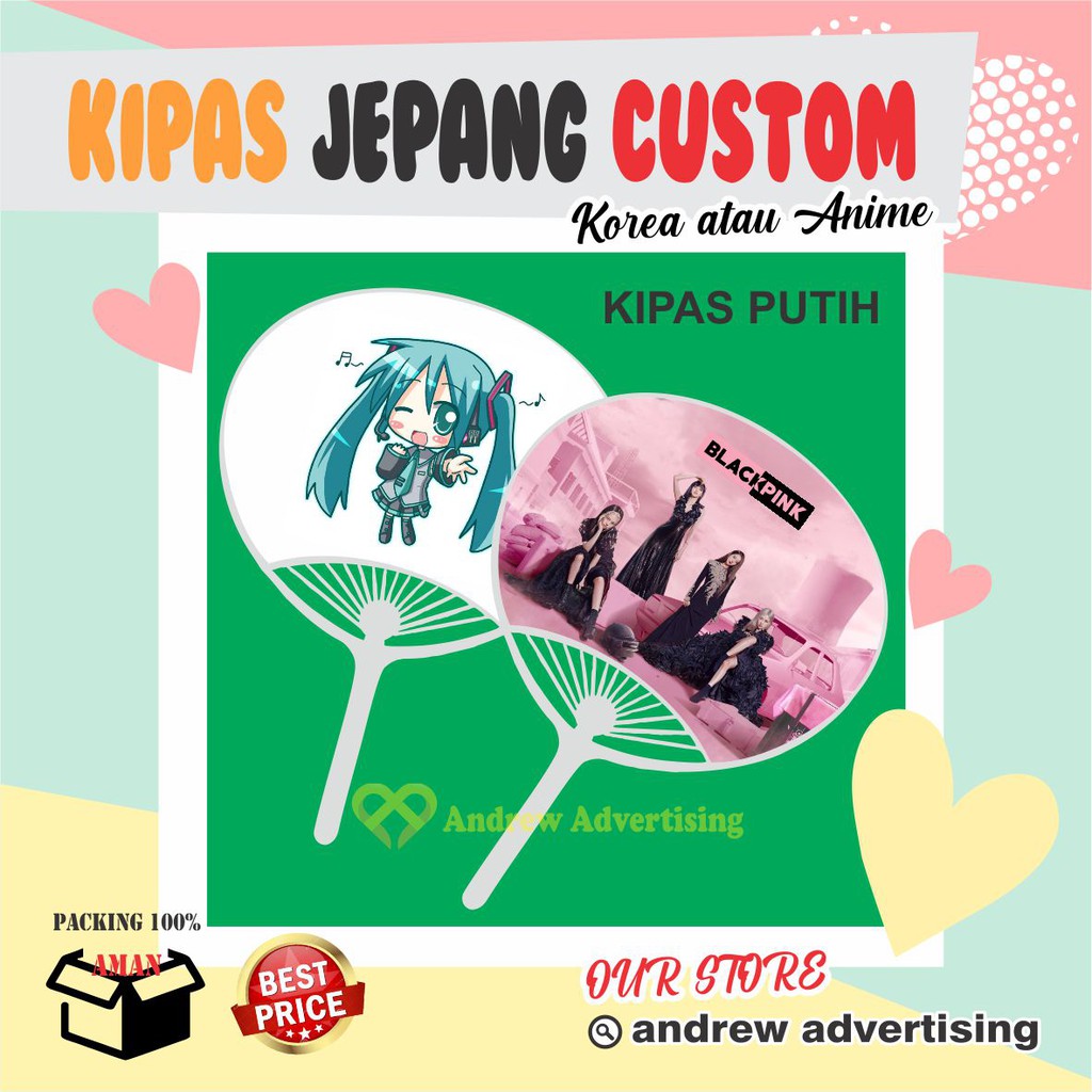 Jual Kipas Jepang Custom Gambar Anime / KPOP model Kerang | Shopee ...