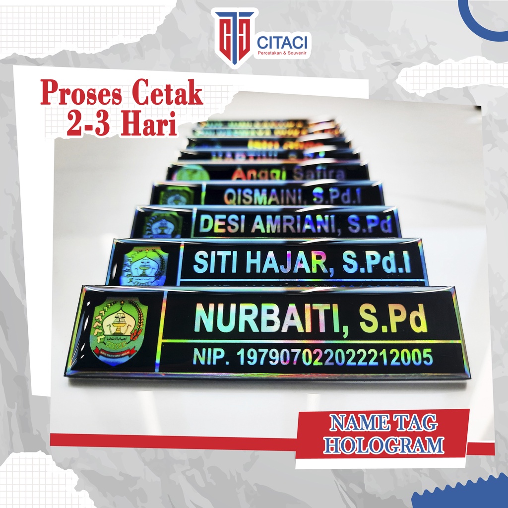 Jual NAME TAG HOLOGRAM TERKINI, BED NAMA, PAPAN NAMA, PIN NAMA (PENITI ...