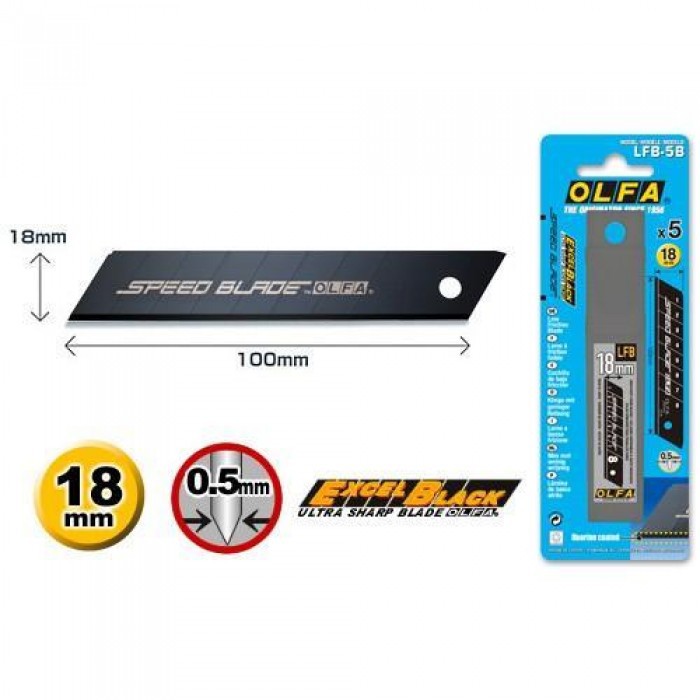 Jual OLFA LFB-5B Refill Cutter 18mm (5pcs/pack) Spare Excel Black Fluorine Coated 18 mm | Shopee ...