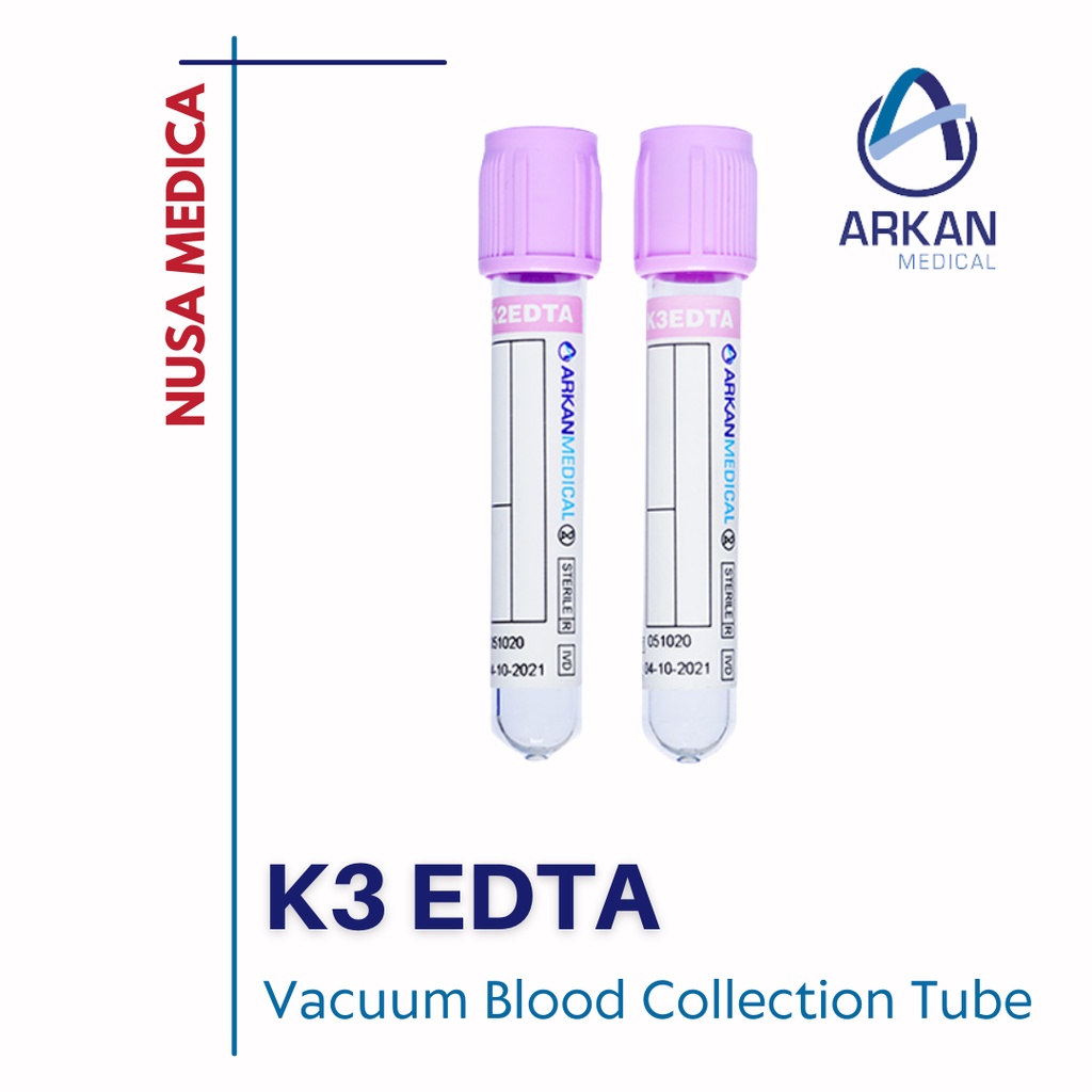 Jual Vacuum Blood Collection Tube K3EDTA - ARKAN MEDICAL | Shopee Indonesia
