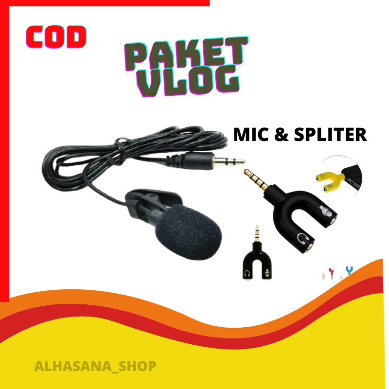 Jual PAKET REKAM VLOGGER MIC CLIP ON/SPLITER AUDIO REKAM SUARA MIC CLIP ...