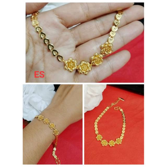Jual Gelang bunga replika gold 24k | Shopee Indonesia
